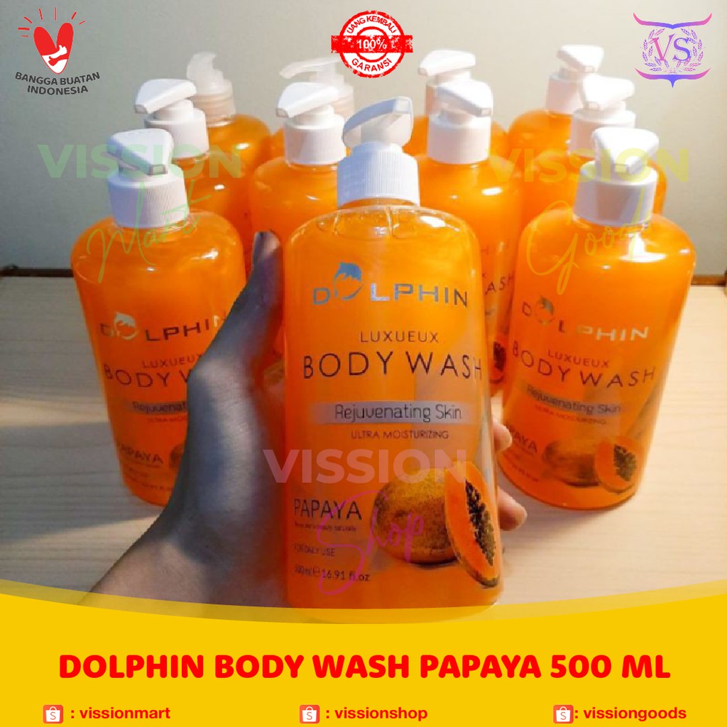 Jual VISSION BODY WASH DOLPHIN PAPAYA SABUN MANDI DOLPHIN PAPAYA 500ML ...