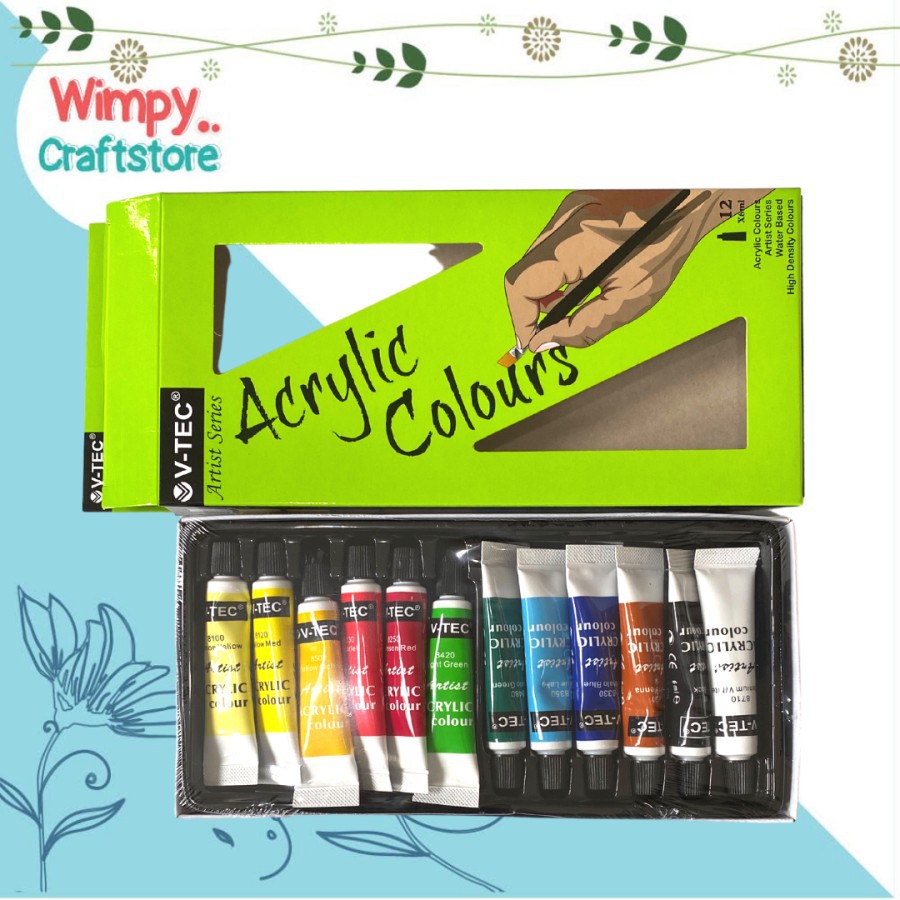 Jual Cat Acrylic V-TEC Cat Akrilik set 12 x 6ml VTEC VT-612 CAT-5 ...