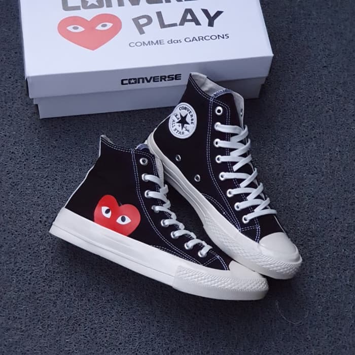 Jual SEPATU CONVERSE 70S X CDG PLAY HIGH BLACK WHITE SOL GLOSSY 38-43 ...