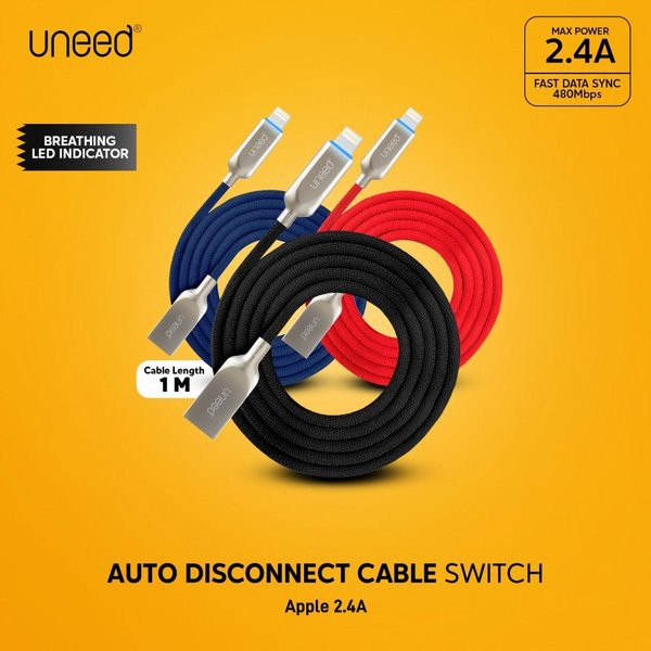 Jual UNEED Switch Auto Disconnect Kabel Data iPhone Lightning Micro USB ...