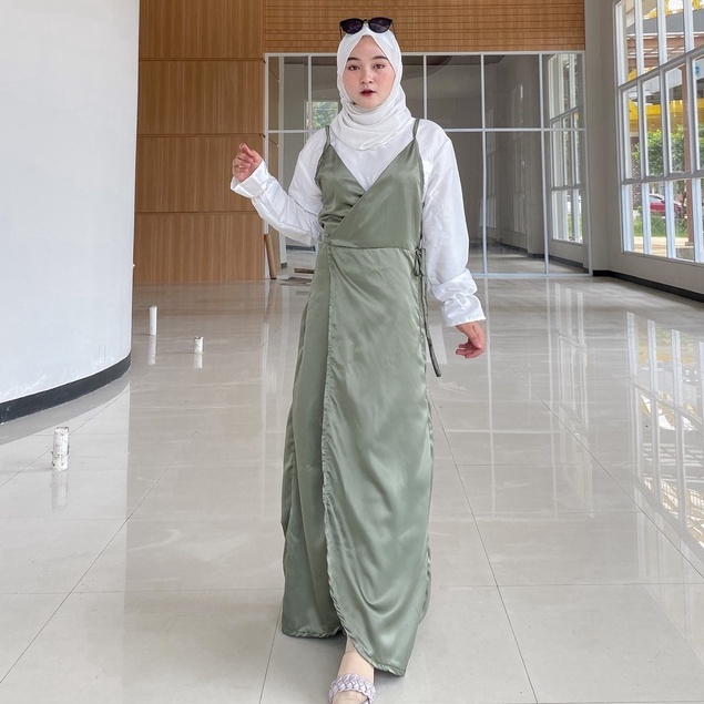 Jual Dress Satin Tali Velvet | Dress Ceira Silk | Dress Satin Wanita ...