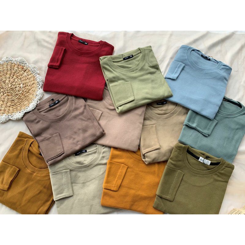 Jual KAOS RIB Deluxe PREMIUM PLISKET BASIC TEE lengan panjang wafer ...