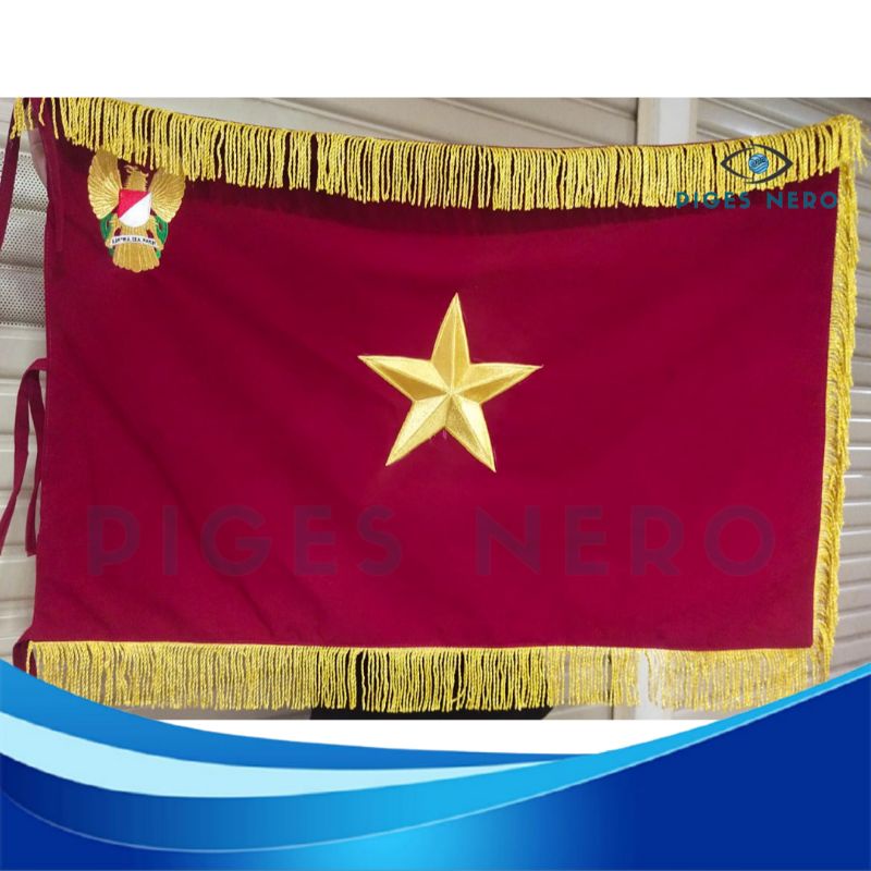 Jual Bendera Pataka Rapati TNI AD Bordir Bintang Satu - Maroon | Shopee ...