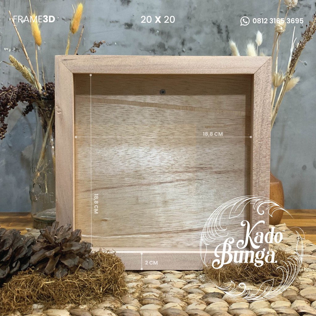 Jual FRAME/PIGURA KAYU/WOODEN FRAME 3D 20x20cm COCOK UNTUK KADO HADIAH ...