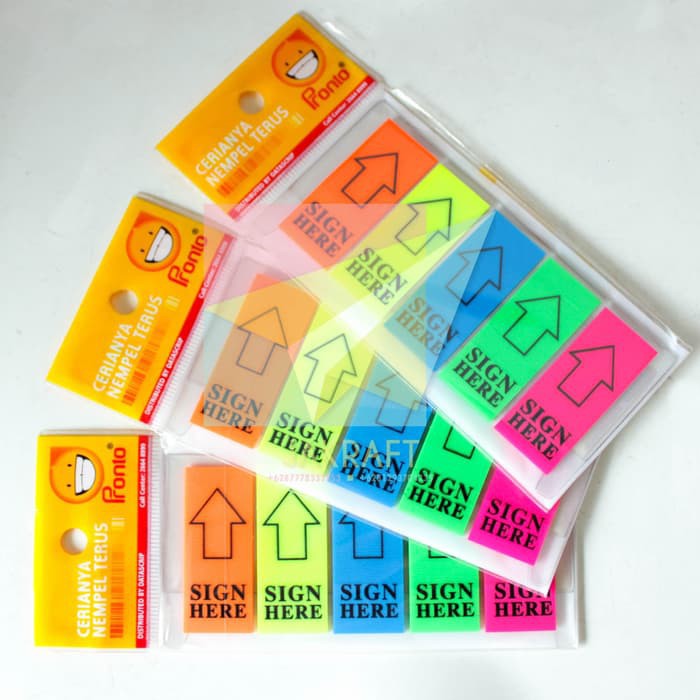 Jual Memo Stick It Post It Note Warna Warni Panah Sign Here PRONTO Top ...