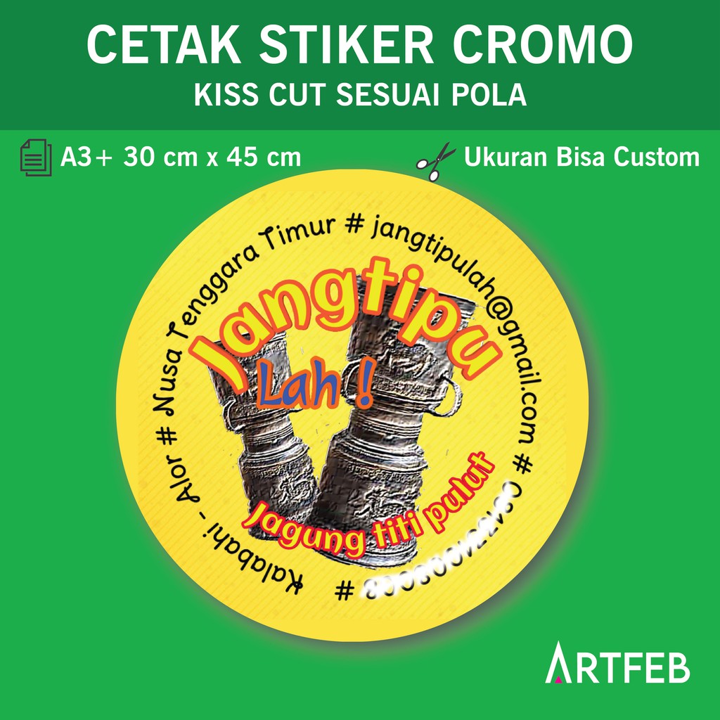 Jual Cetak stiker Print Stiker cromo + cutting ukuran A3 label kemasan ...