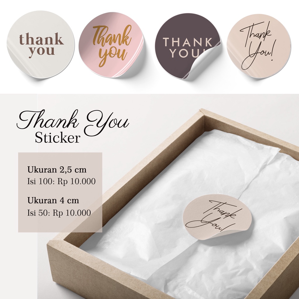 Jual Stiker Label Olshop Thank You (MINI 2,5cm dan MEDIUM 4cm) | Shopee ...