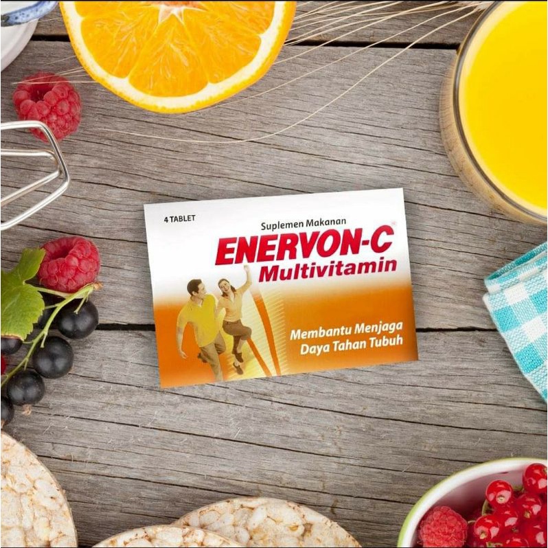 Jual Enervon C & Active 1 STRIP @ 4 Tablet Multivitamin | Shopee Indonesia