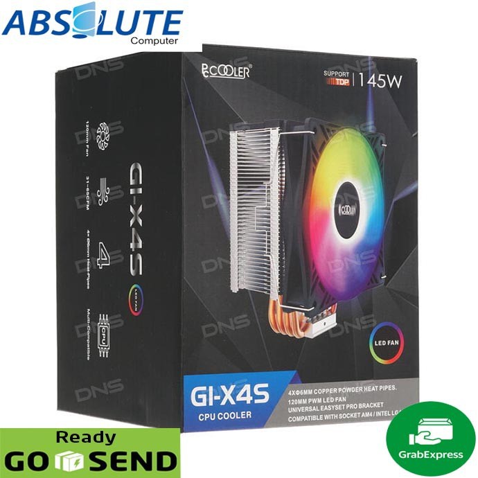 Jual CPU Fan PCCooler GI X4S RGB 12CM 4 Heatpipes Original resmi PC ...