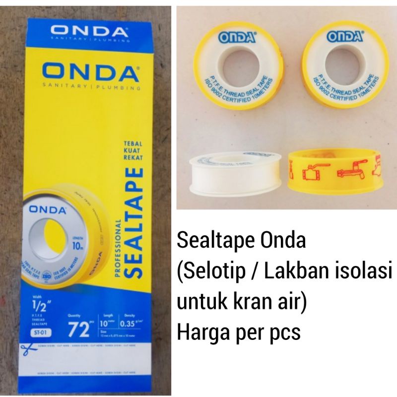 Jual Sealtape Seal Tape Selotip Onda isolasi Lakban putih untuk Kran ...