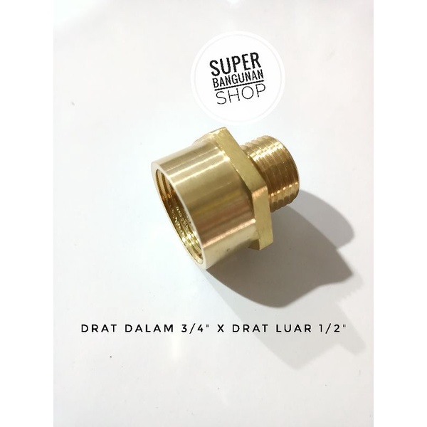 Jual Neple sok sambung Kuningan drat luar 1/2"inch x drat dalam 3/4"inch / SDL 1/2" x SDD 3/4 ...