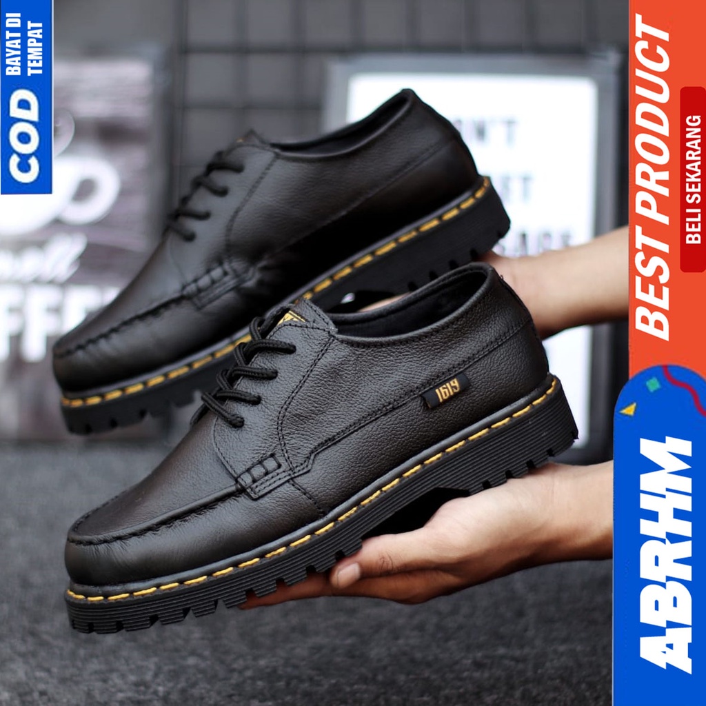 Jual Sepatu Docmart Kulit Asli Pantofel Kerja Formal Hitam Pria Abrhm ...