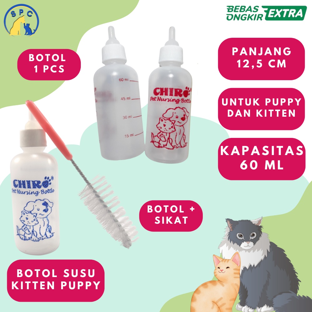 Jual Botol Dot Susu Anak Kucing Anjing Kitten Puppy 60 ml | Shopee ...