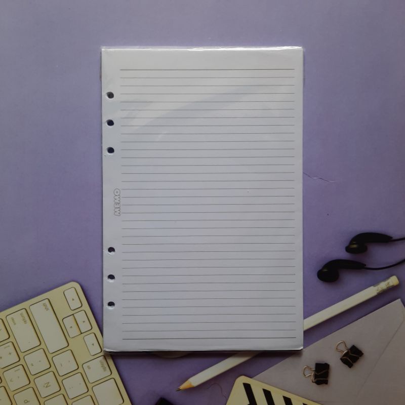 Jual Kertas Binder Warna A5 6ring Isi Polos Garis Loose Leaf Plain Line ...