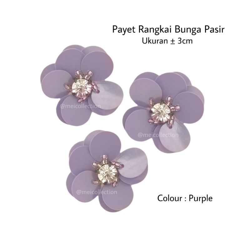 Jual payet bunga ramborci sequin rangkai APB Bunga Pasir / magnolia red ...