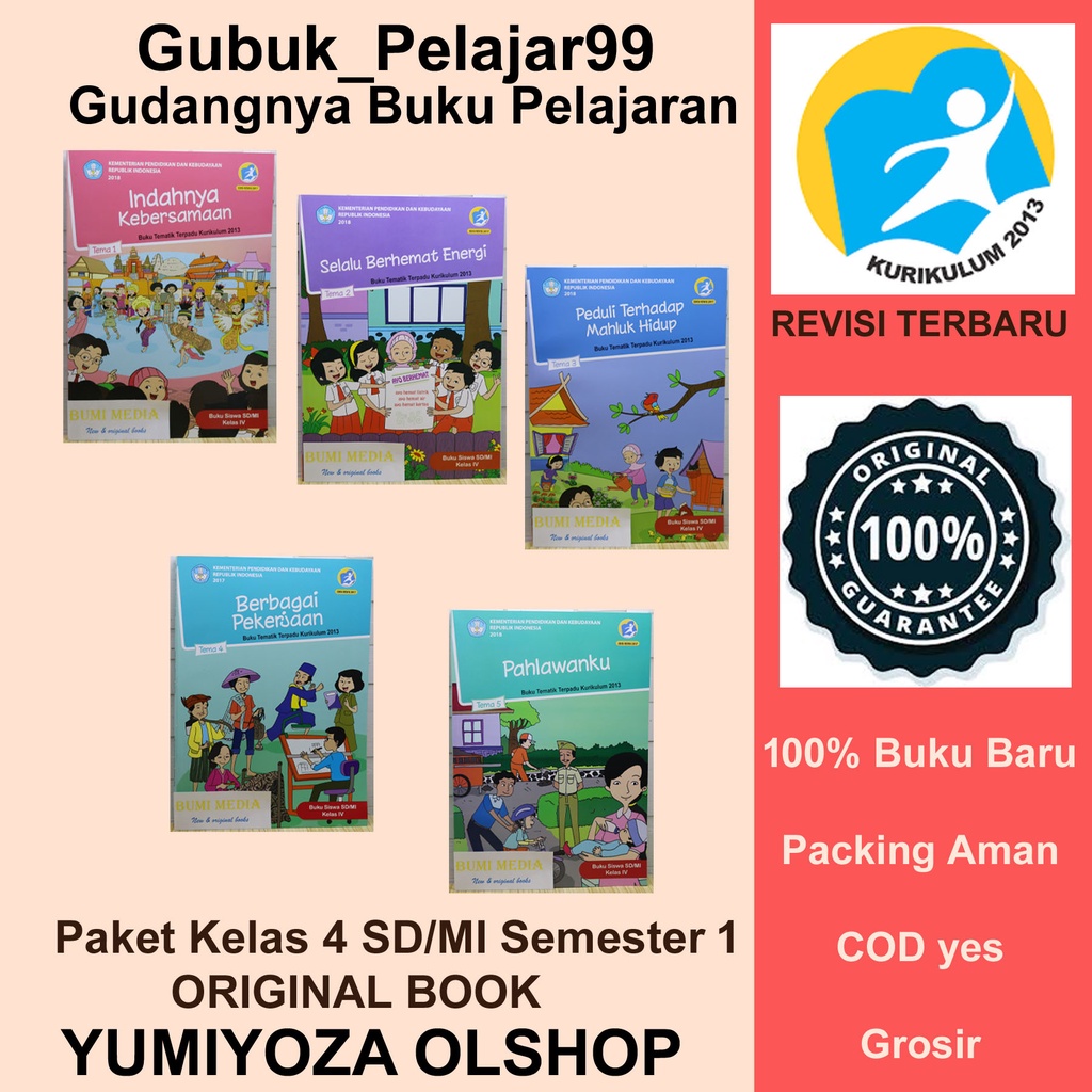 Jual Paket Tematik Kelas 4 Semester 1 Tema 1,2,3,4&5 Kemendikbud ...