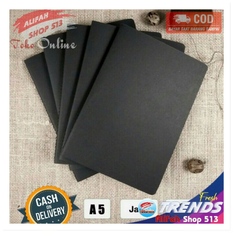 Jual Buku Notebook A5 Kertas Hitam Jahit | Shopee Indonesia