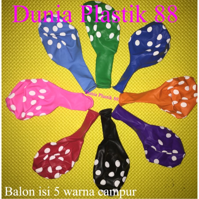 Jual Isi 5PCS BALON POLKADOT WARNA WARNI karet tiup latex party pesta ...