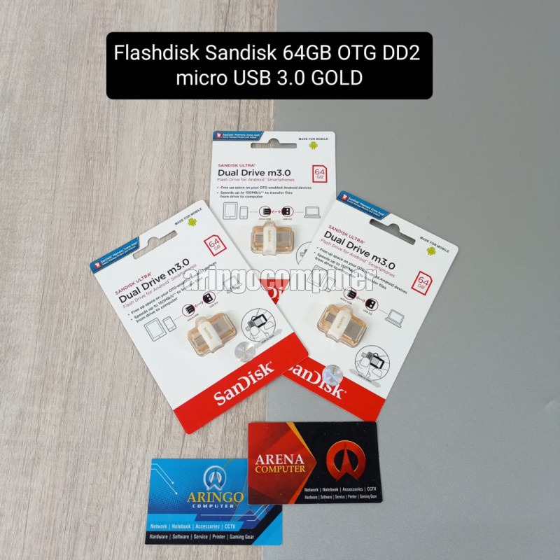 Jual Flashdisk Sandisk 64GB OTG DD2 micro USB 3.0 GOLD | Shopee Indonesia