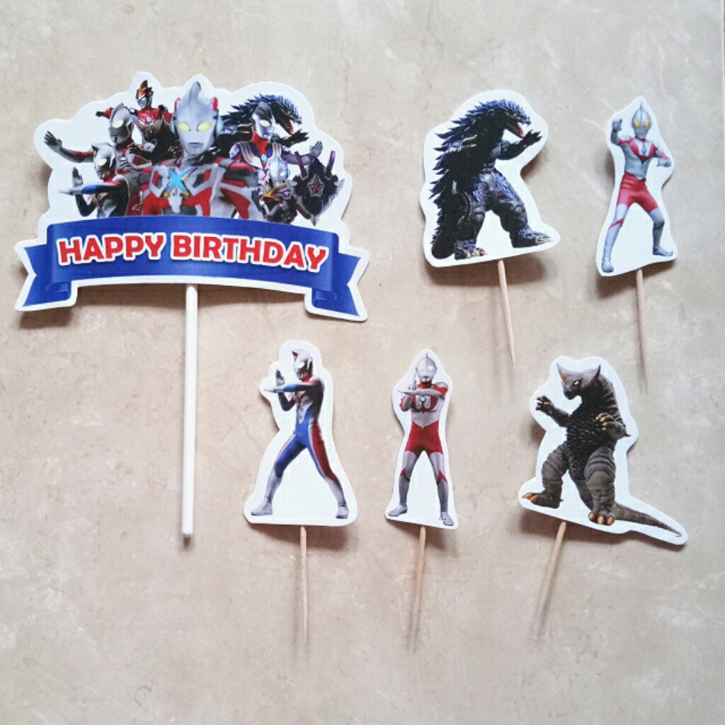 Jual satu set cake topper hiasan kue ulang tahun karakter ultraman ...