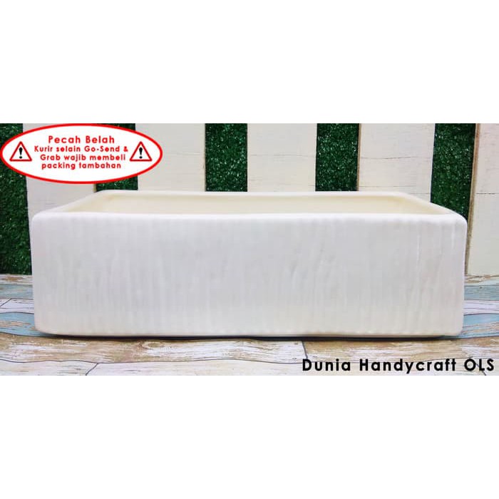 Jual Vas / Pot Bunga Keramik Persegi Panjang Lurik Kecil | Shopee Indonesia
