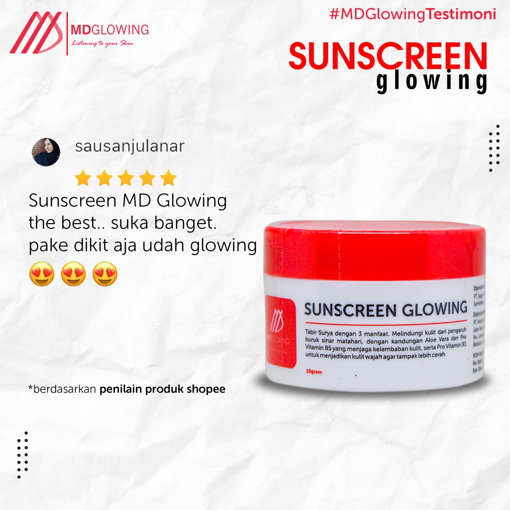 Jual Sunscreen Glowing by MD Glowing MDGlowing Skin | Shopee Indonesia