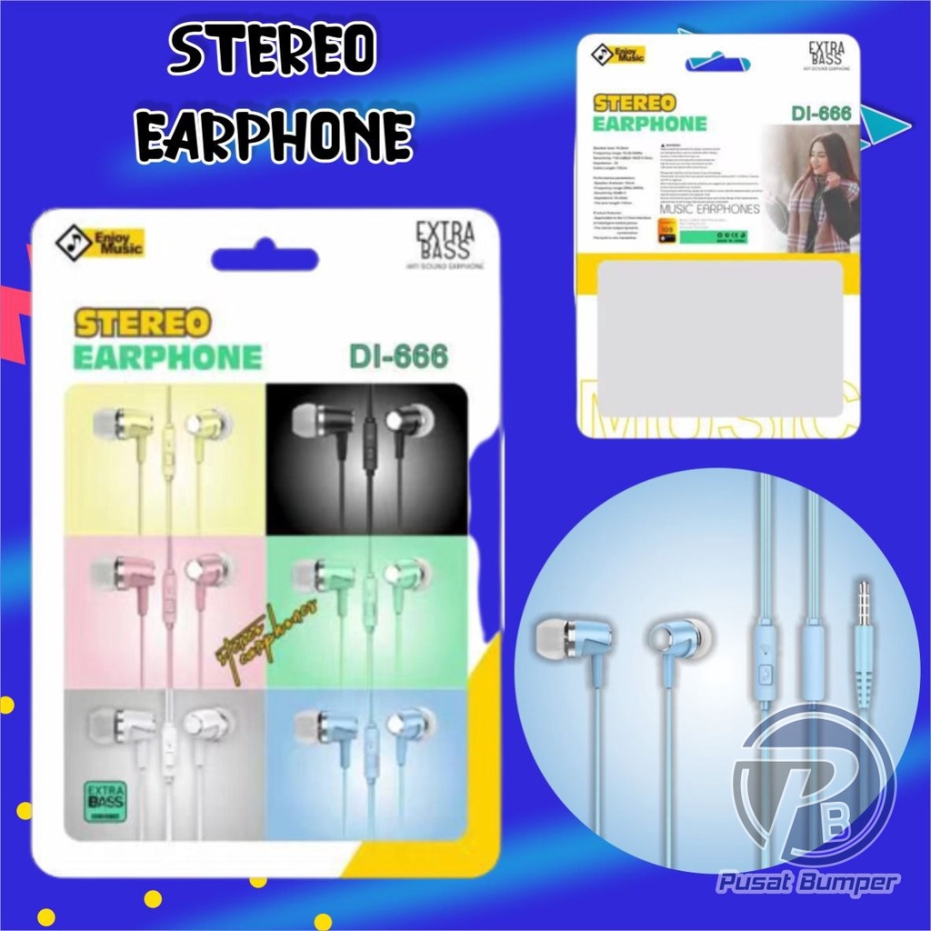 Jual Earphone Headset Hf headsfree macaron piston super BASS DI666 for ...