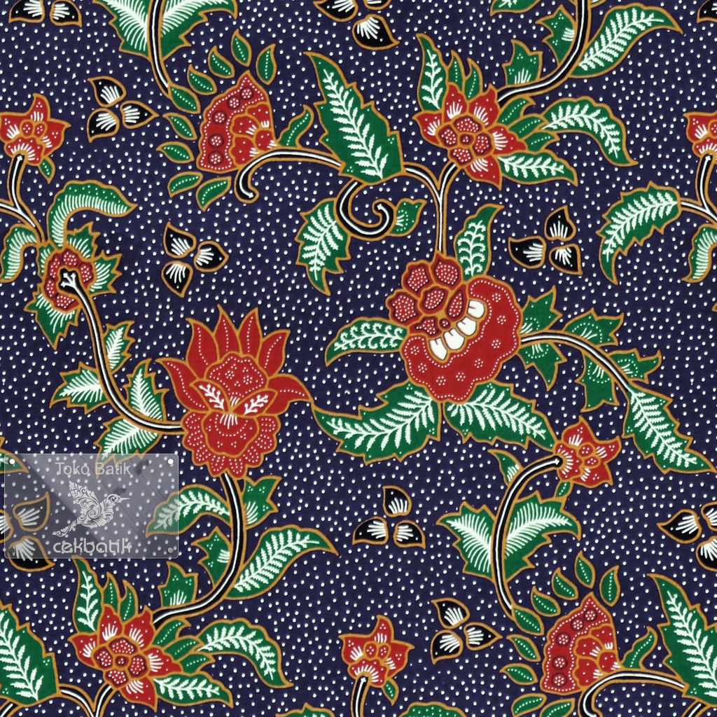 Jual kain batik - Motif Bunga Manis ( Warna Dasar Navy) | Shopee Indonesia