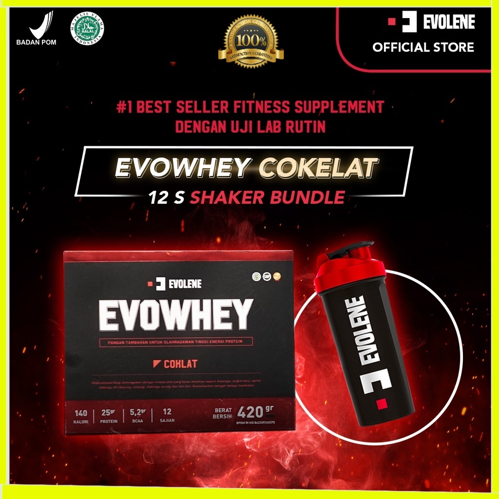 Jual Whey Protein Coklat 456gr/12 Sachet + Shaker Merah - Suplemen ...