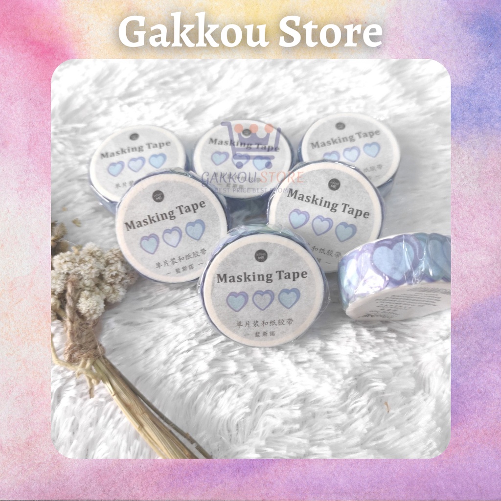 Jual Gakkou Store Sticker Stiker Washi Masking Tape Tema Heart Blue ...