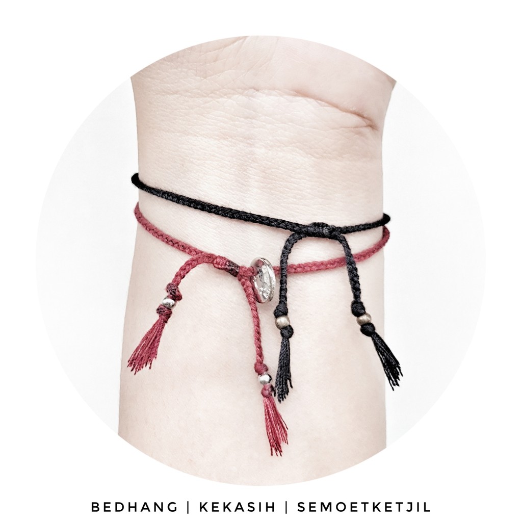 Jual Bedhang Kekasih Single Maroon Hitam ISI 2 Couple Polosan Gelang ...