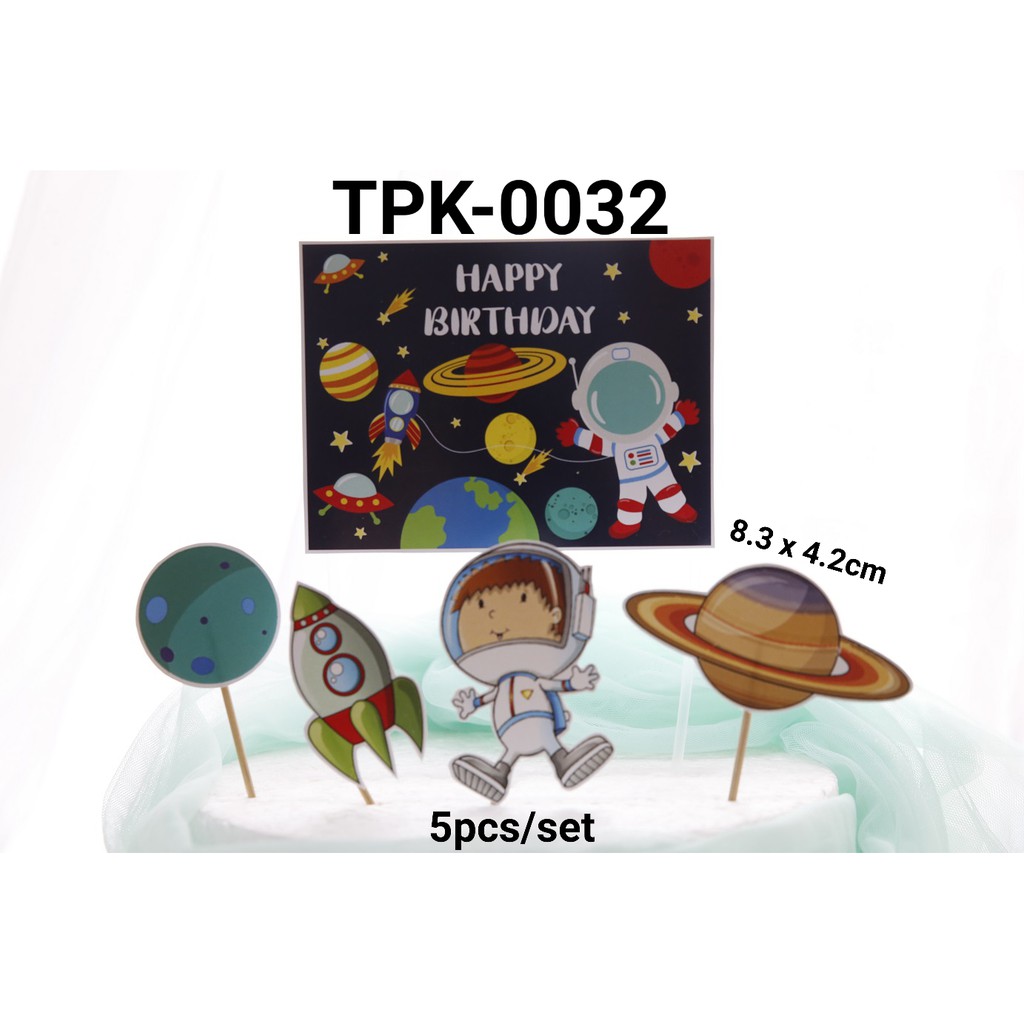 Jual TPK-0032 Topper kertas hiasan kue cake topper astronot roket ...