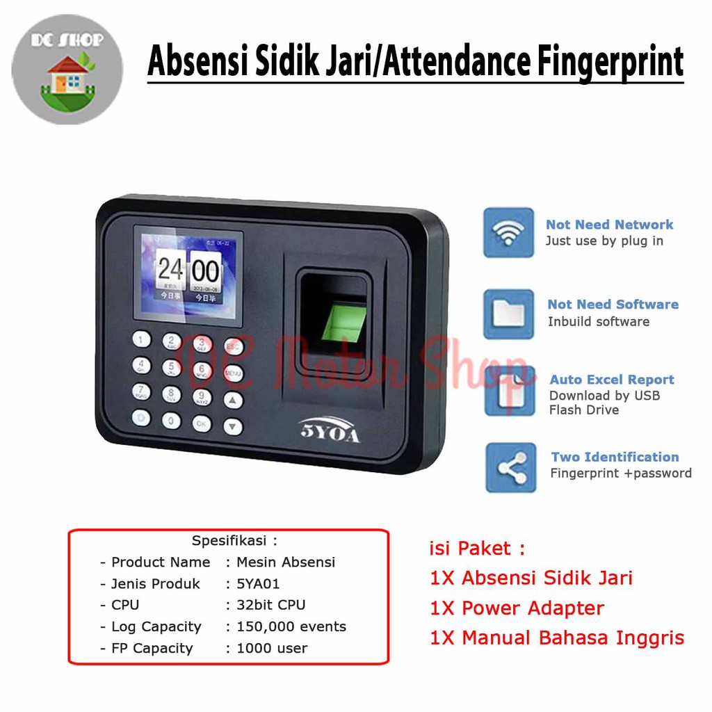 Jual MESIN ABSENSI / ABSENT FINGER PRINT / FINGERPRINT / 1.000 SIDIK ...