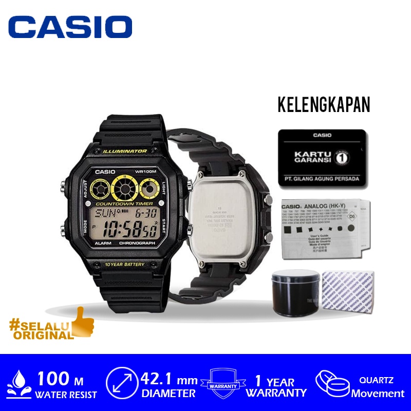 Jual Casio General AE-1300WH-1AVDF with BOX Kaleng Bergaransi Resmi | Shopee Indonesia