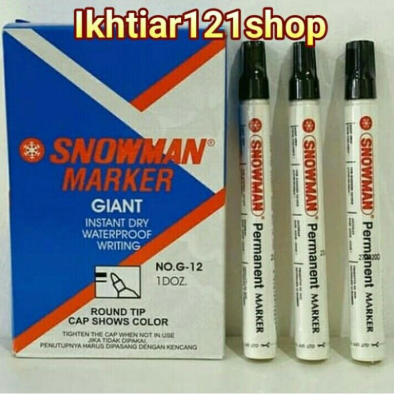 Jual Spidol Permanent Snowman G-12/Spidol Snowman Permanen Marker ...