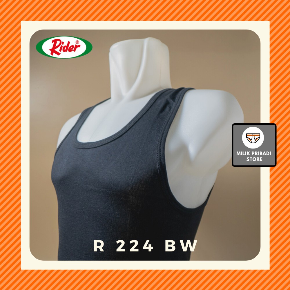 Jual SINGLET PRIA RIDER 224 BW HITAM | ISI 1 | 100% KATUN | KAOS DALAM ...