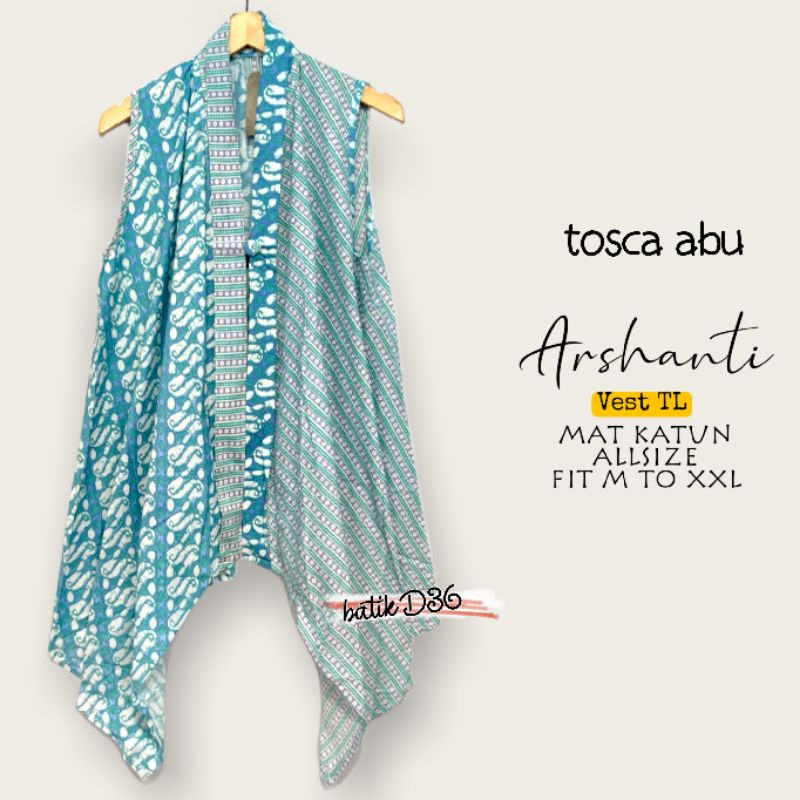 Jual Vest jumbo tanpa lengan katun halus arshanti Baju luar motif batik ...
