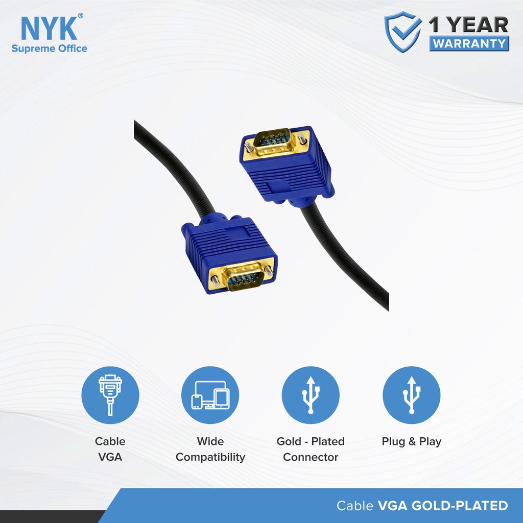 Jual NYK Kabel VGA 1.5 Meter GOLD PLATE | Shopee Indonesia