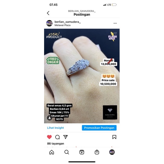 Jual cincin berlian model lotus full mas putih(9375) | Shopee Indonesia