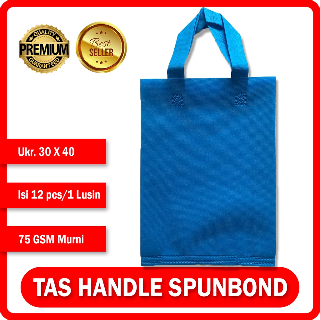 Jual Souvenir Tas Press Goodiebag Spunbond Handle - Biru Pocari 30CM x ...