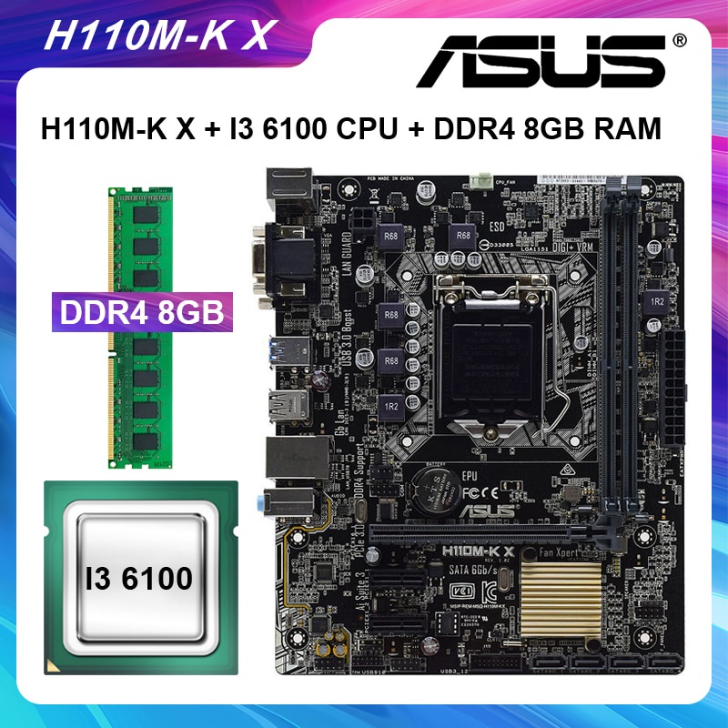 Jual PREORDER ASUS H110M-K X Motherboard 1151 Motherboard Set With i3 6100 CPU Processor DDR4 ...