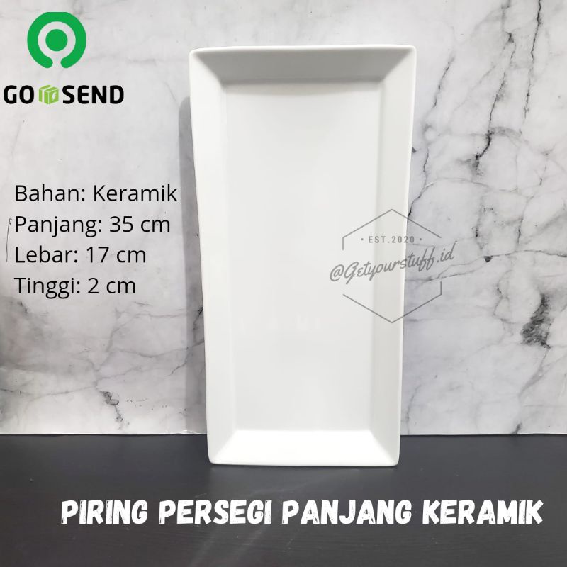 Jual Piring Putih Keramik Persegi Panjang Ukuran 35 x 17 cm | Shopee ...
