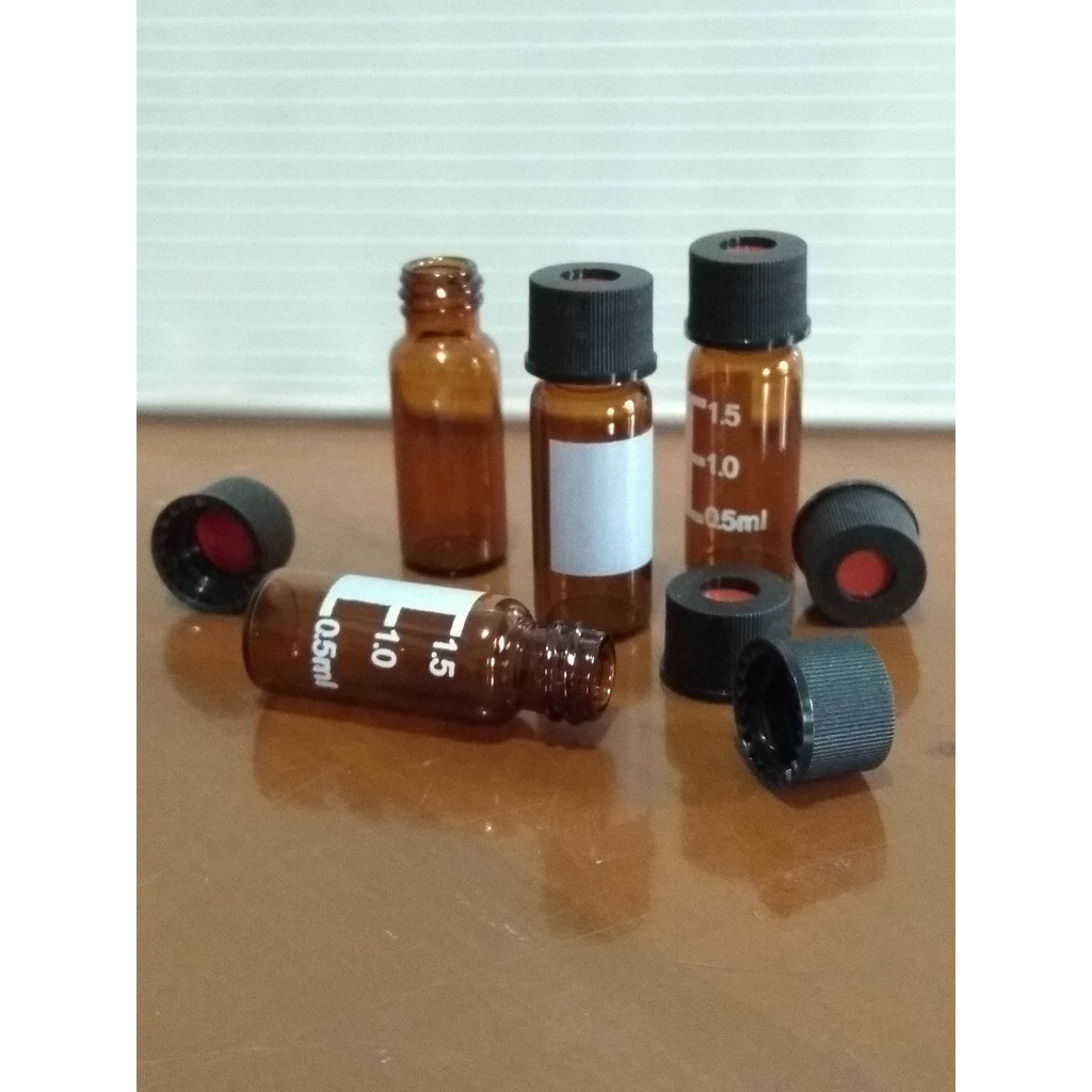 Jual Sample Vial Botol Vial 2 ml Amber Include with Screw Cap Red PTFE ...