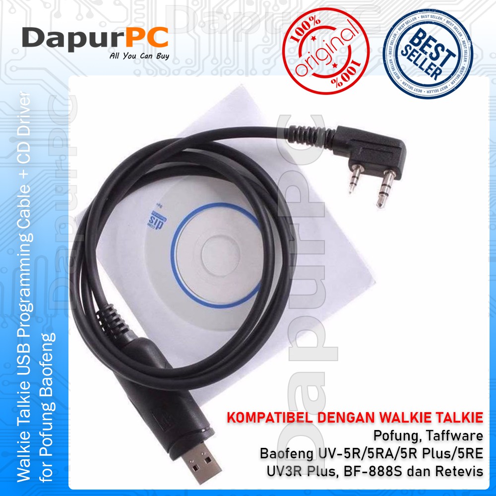 Jual Walkie Talkie USB Programming Cable + CD Driver for Pofung Baofeng ...
