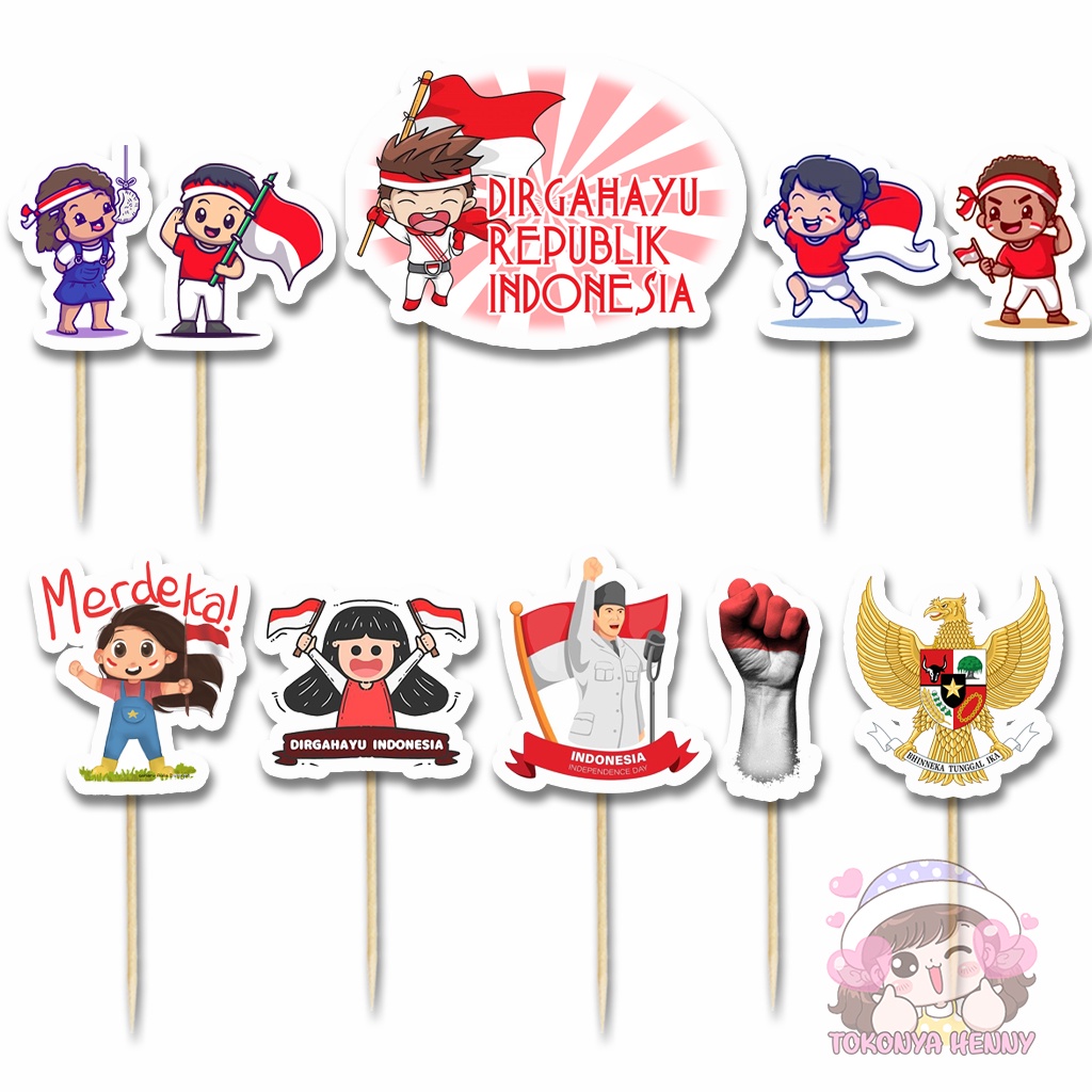 Jual Topper Cake Hiasan Kue Ulang Tahun motif MERDEKA 17 AGUSTUS ...