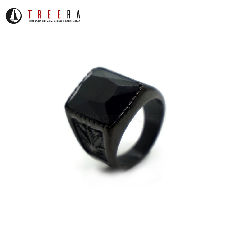 Jual SHIRO Cincin Pria Titanium Hitam Batu Hitam Besar Keren Original ...
