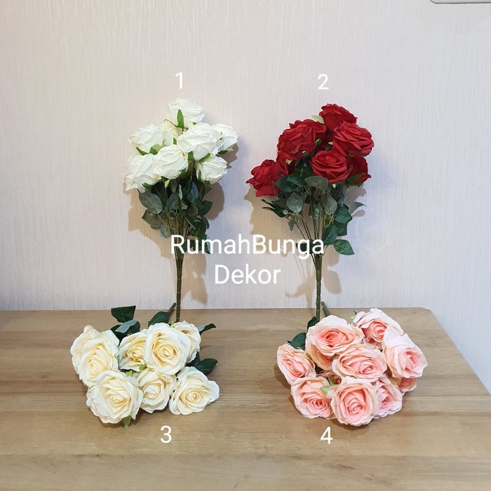 Jual Bunga Rose Mawar Artificial x12 ( Ada 7 Warna ) | Shopee Indonesia