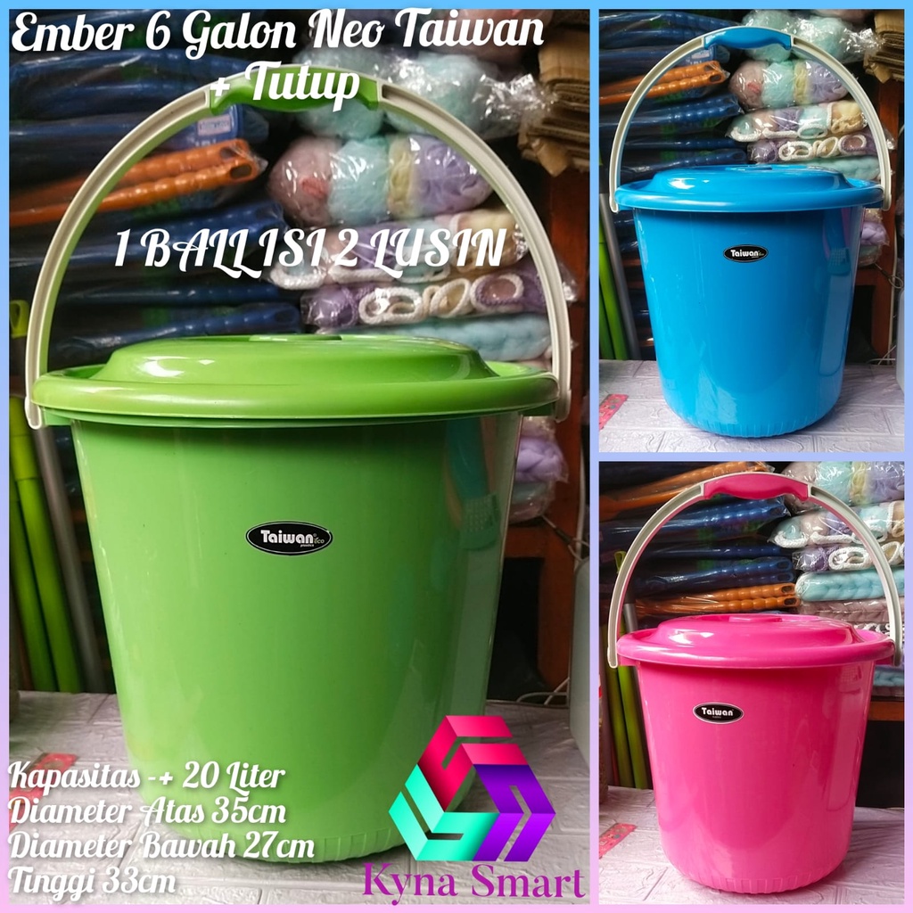 Jual Ember 6 Galon NEO Dengan TUTUP Taiwan / Timba Air Plastik ...
