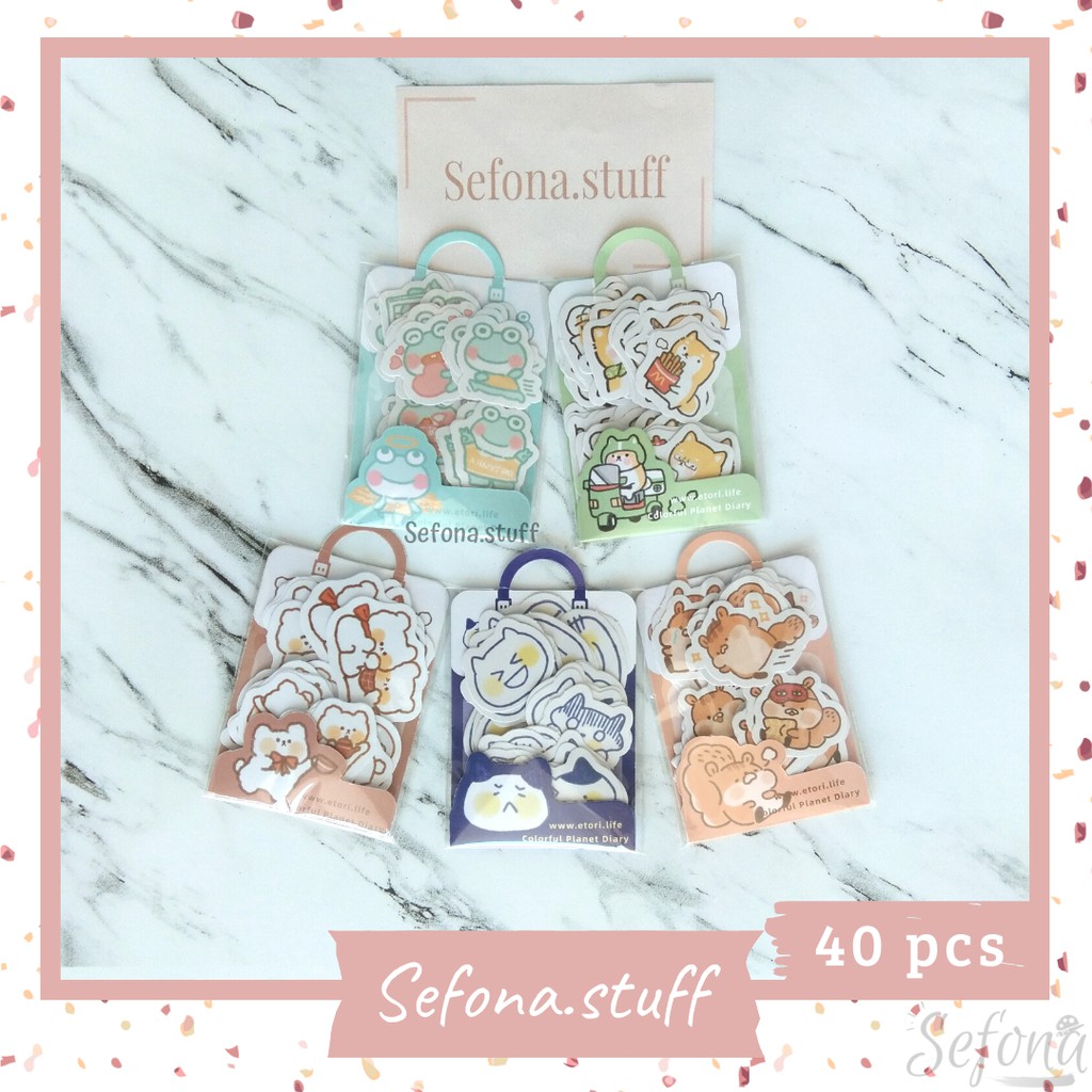 Jual 40 Stiker Pack Kawaii Cute Animal / Binatang Bear Dog Kucing Tupai ...