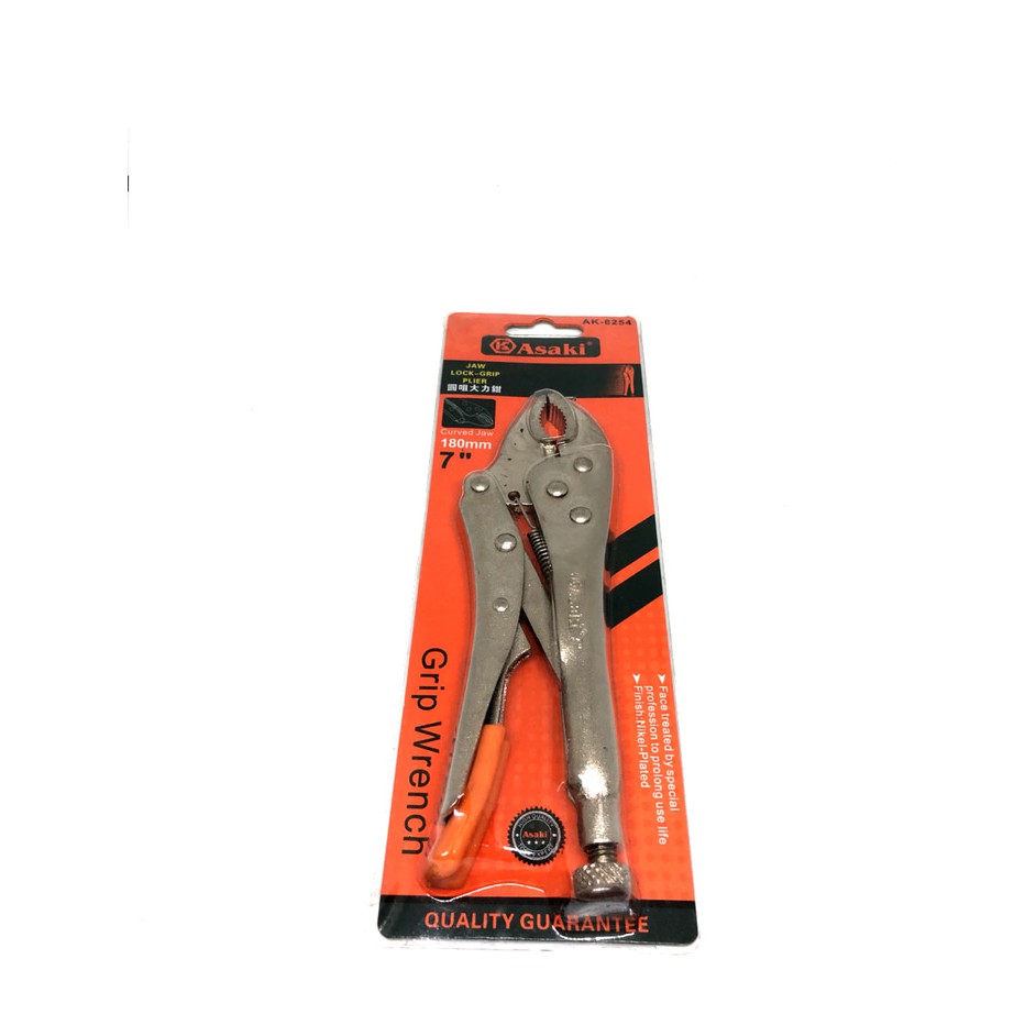 Jual tang buaya gigi bulat 7" asaki original jaw lock grip plier ...